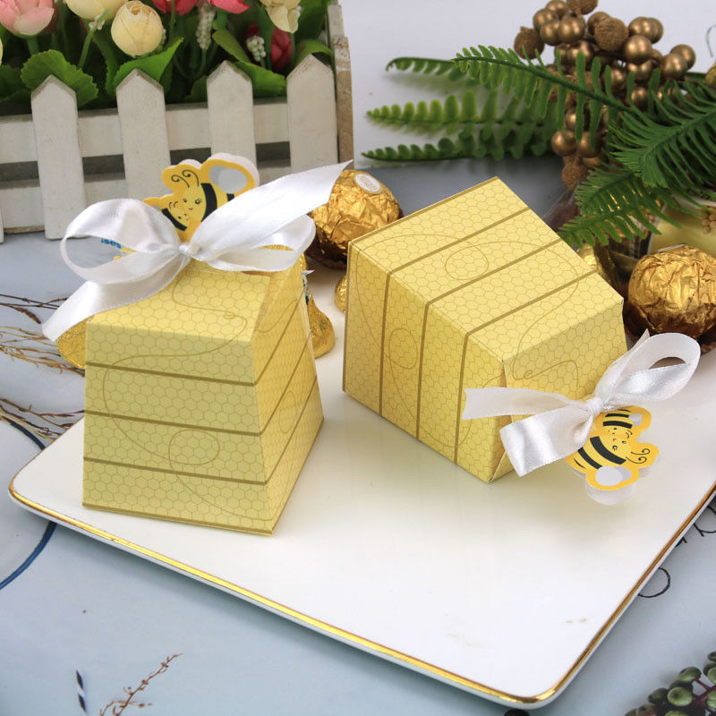 Honeybee Golden Biodegradable Paper Food Packaging Chocolate Gift Wrap Box