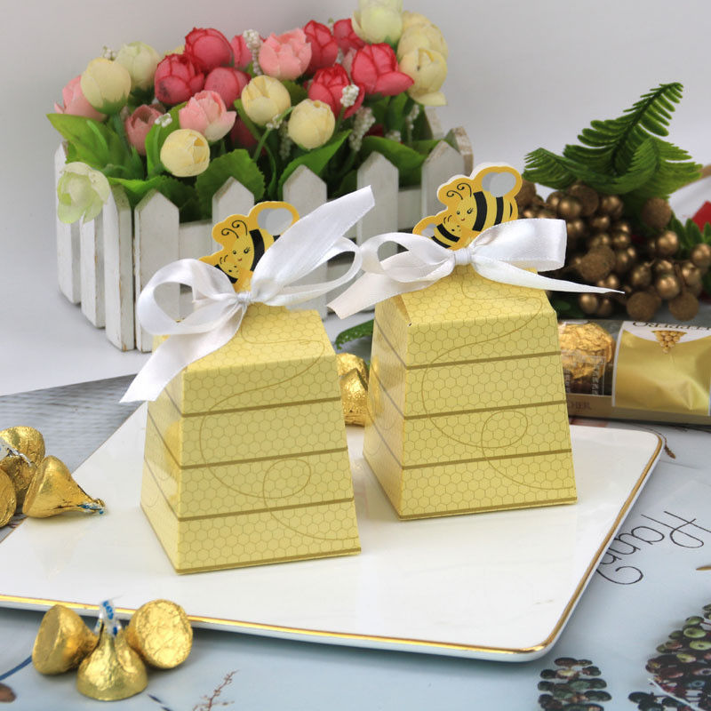 Honeybee Golden Biodegradable Paper Food Packaging Chocolate Gift Wrap Box